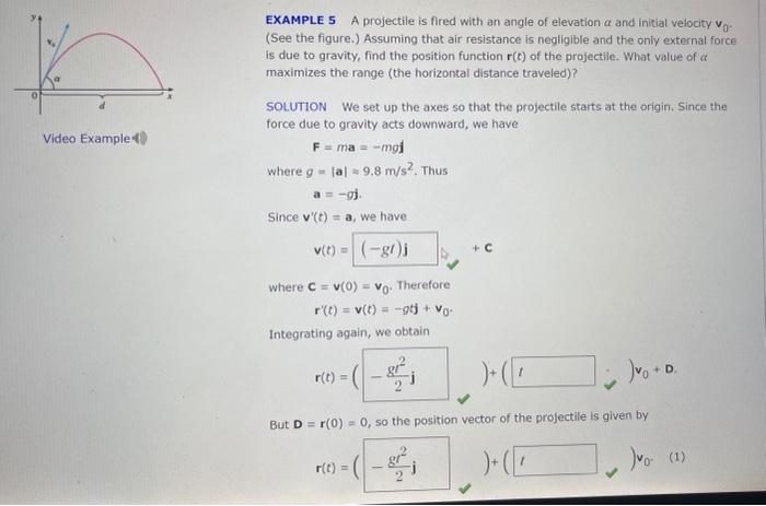 Solved EXAMPLE 5 A projectile is fired with an angle of | Chegg.com