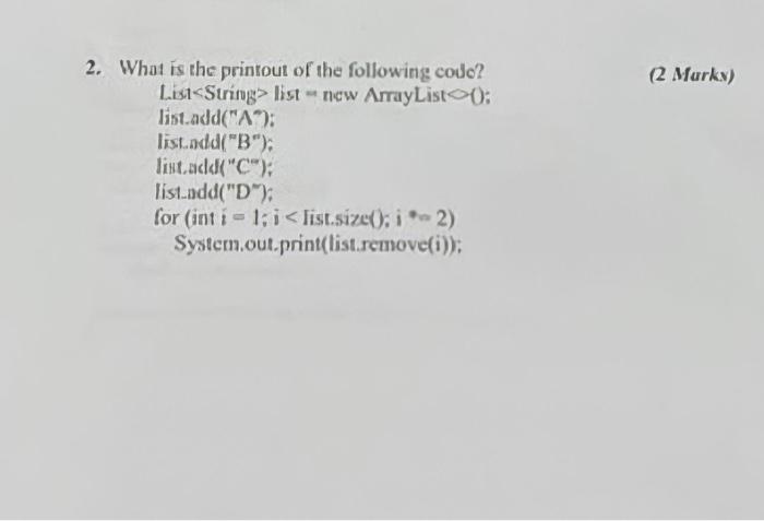 Solved 2. What is the printout of the following code? Liss