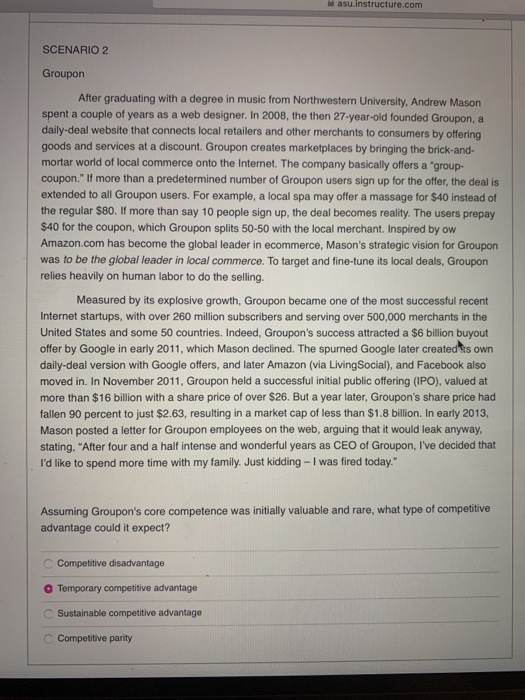 Solved asu.instructure.com SCENARIO 2 Groupon After | Chegg.com