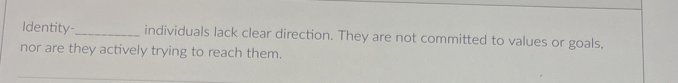 Solved Identity ﻿individuals lack clear direction. They | Chegg.com