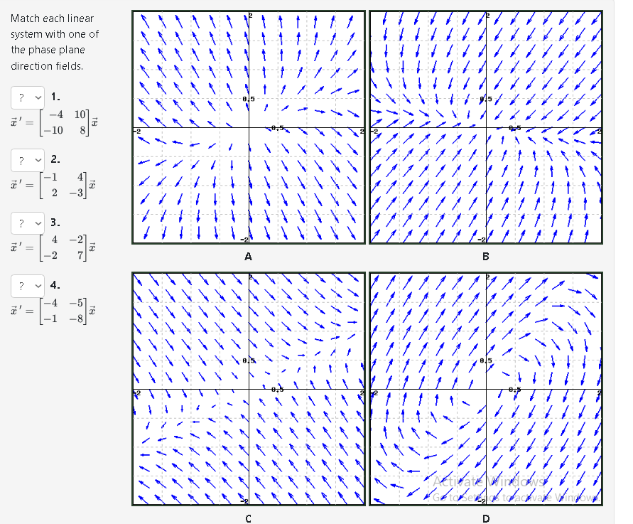 Solved Match each linearsystem with one ofthe phase | Chegg.com