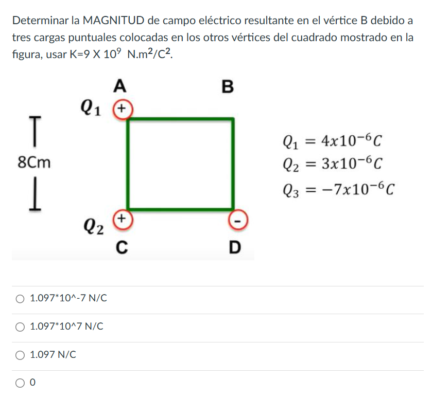 Solved Determinar la MAGNITUD de campo eléctrico resultante | Chegg.com
