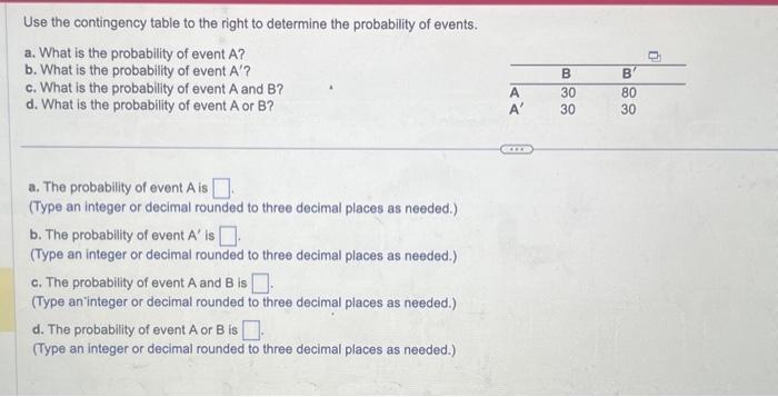 Solved Use the contingency table to the right to determine | Chegg.com