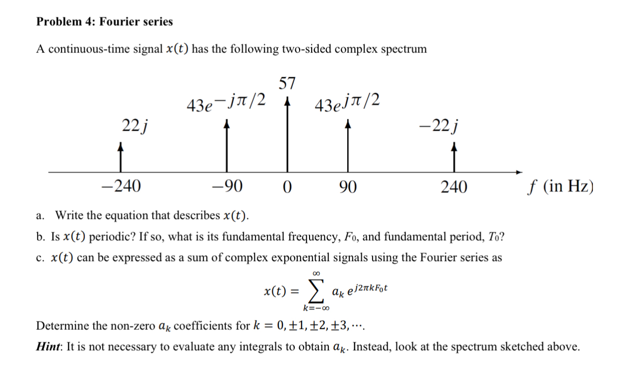 Solved Problem 4: Fourier seriesA continuous-time signal | Chegg.com