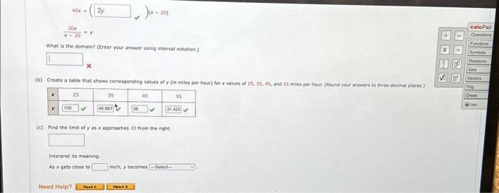 Solved ber hour (a) Verify that y=x=2020x Averase speed = | Chegg.com