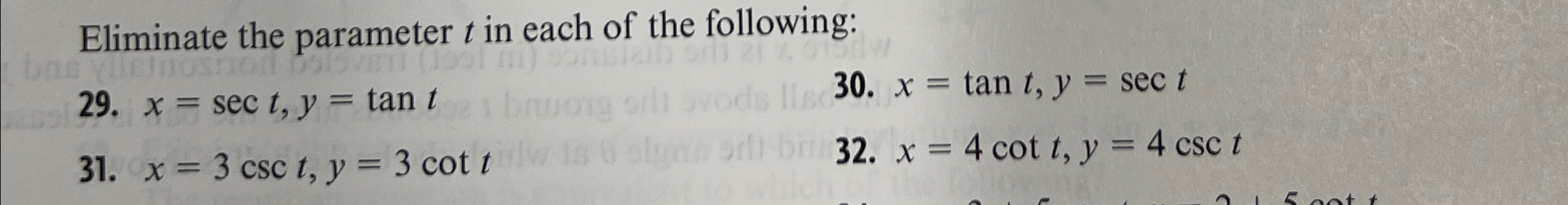 Solved Eliminate the parameter t ﻿in each of the | Chegg.com