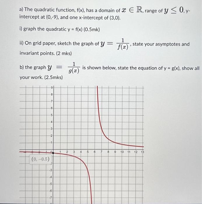 Solved a) The quadratic function, \\( | Chegg.com