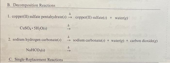 Solved 1. copper(II) sulfate pentahydrate (s)→Δ copper(II) | Chegg.com