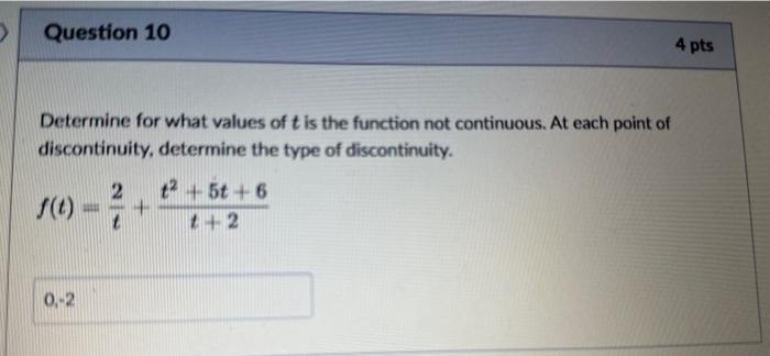 Solved Determine for what values of t is the function not | Chegg.com
