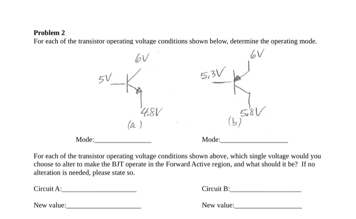 Solved Problem 2 For each of the transistor operating | Chegg.com