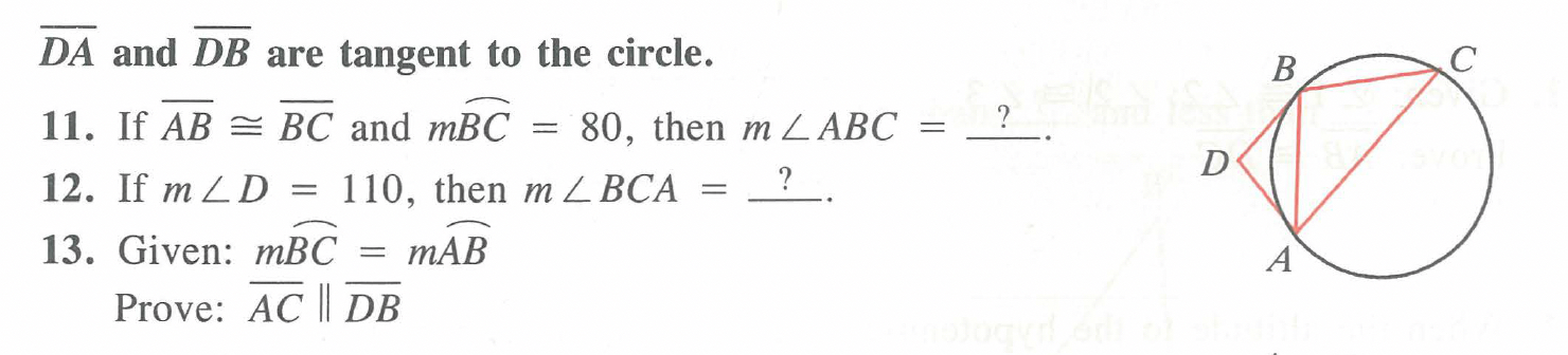 Solved ?bar (DA) ﻿and ?bar (DB) ﻿are tangent to the | Chegg.com