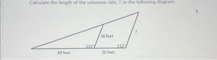 Solved Calculate the length of the unknown side, ?, in the | Chegg.com