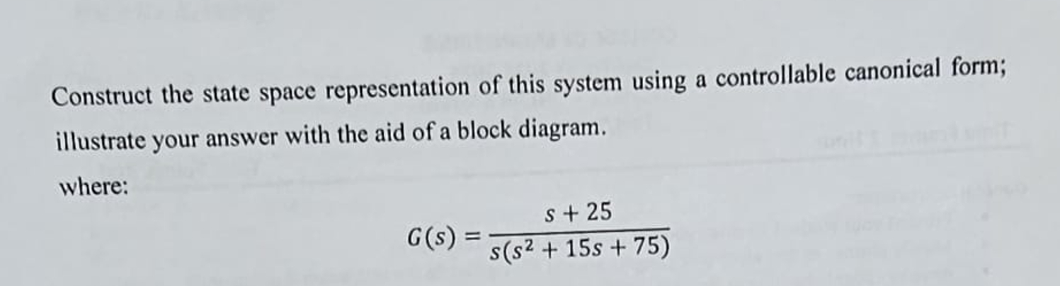 Solved Construct the state space representation of this | Chegg.com
