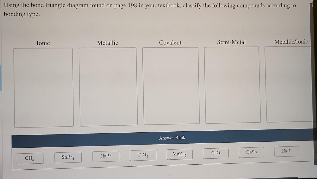 Solved Using the bond triangle diagram found on page 198 in | Chegg.com