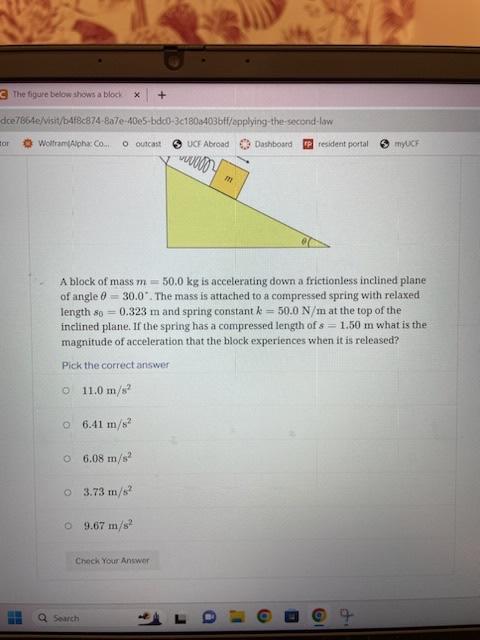 Solved A block of mass m=50.0 kg is accelerating down a | Chegg.com