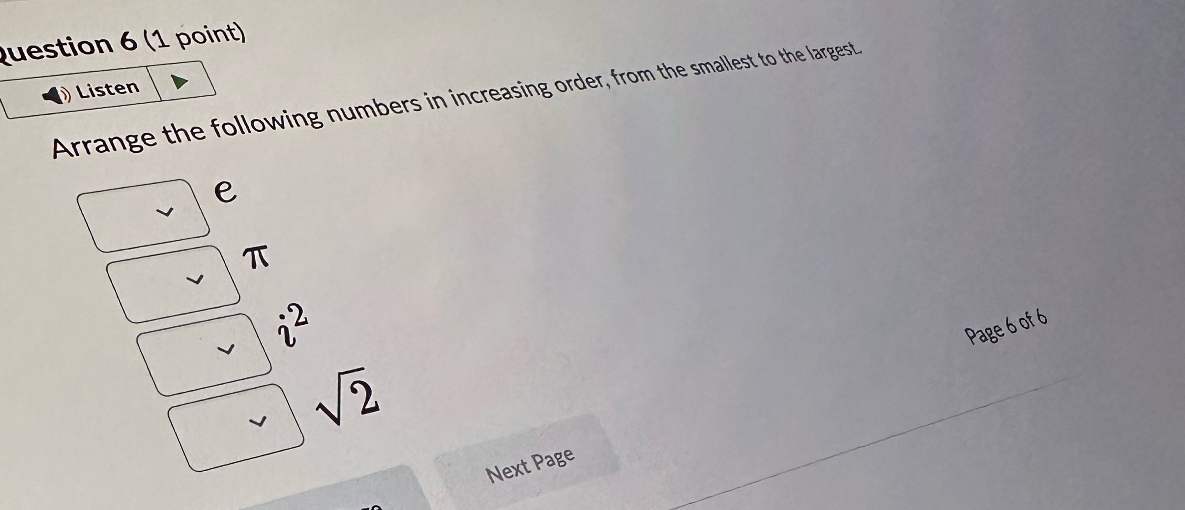 Solved Arrange the following numbers in increasing order, | Chegg.com
