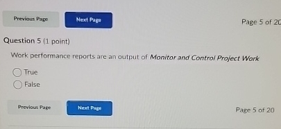 Solved Page 5 ﻿of 20Question 5 (1 ﻿point)Work performance | Chegg.com