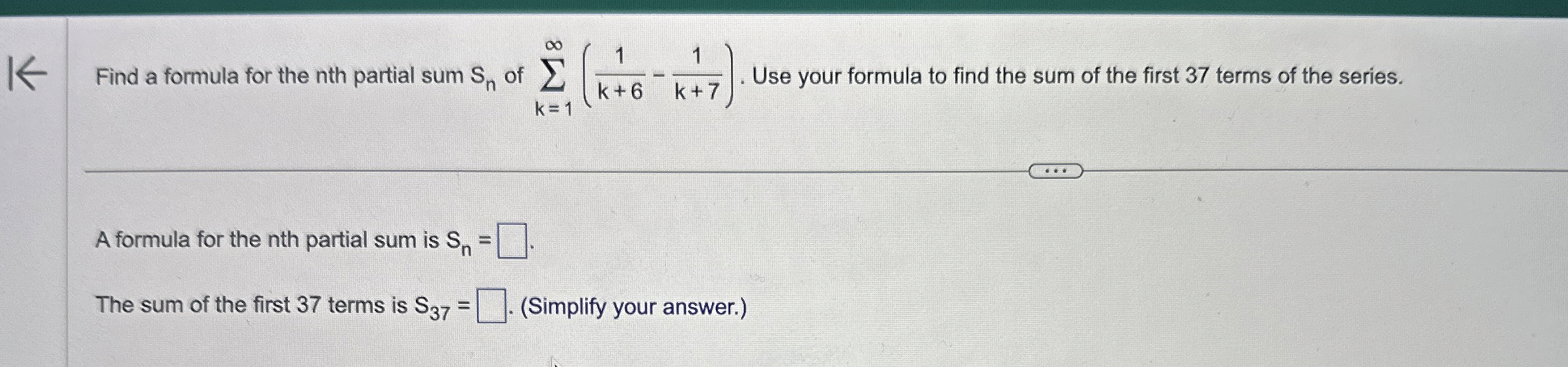 Solved Find a formula for the nth partial sum Sn ﻿of | Chegg.com