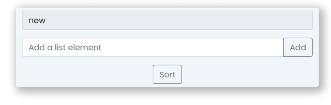 Solved Add a list element Add Sort new Add a list element | Chegg.com