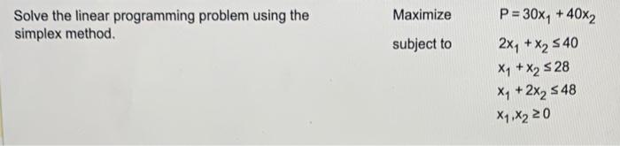 Solved Solve the linear programming problem using the | Chegg.com