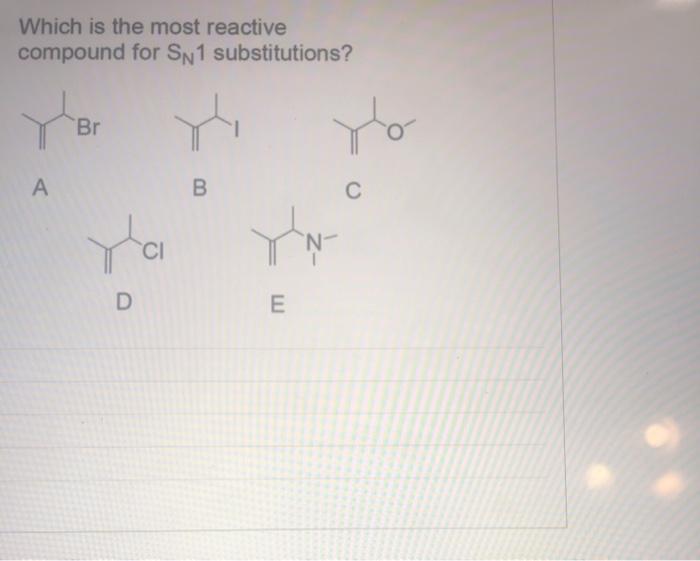 Solved Which is the most reactive compound for Sn1 | Chegg.com