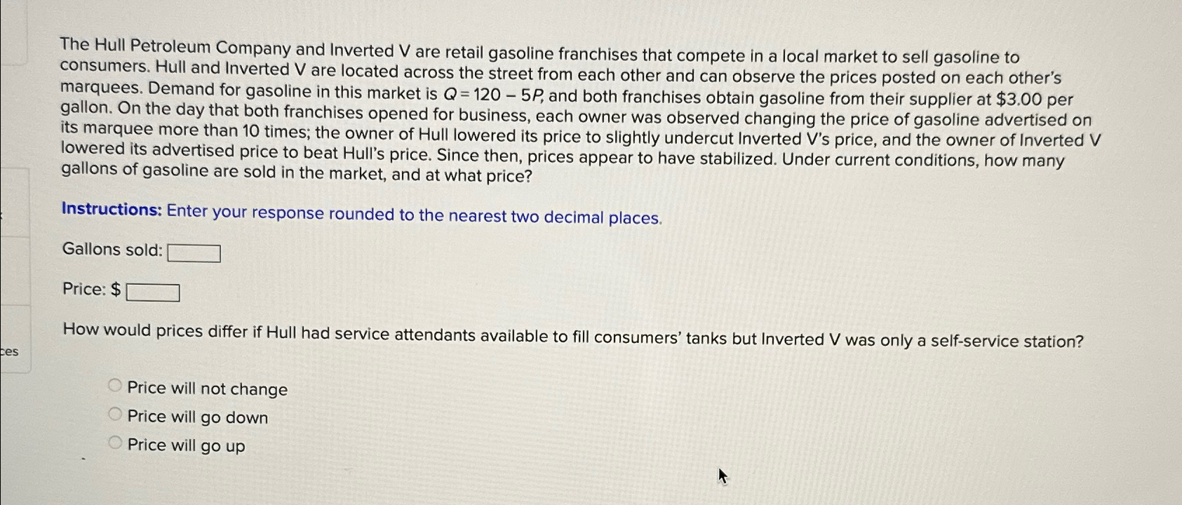 Solved The Hull Petroleum Company and Inverted V ﻿are retail | Chegg.com
