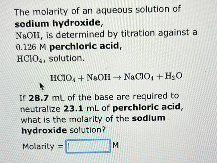 Solved The molarity of an aqueous solution of sodium | Chegg.com