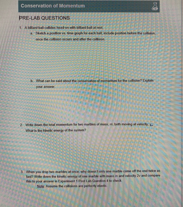 Solved Conservation of Momentum PRE-LAB QUESTIONS 1. A | Chegg.com