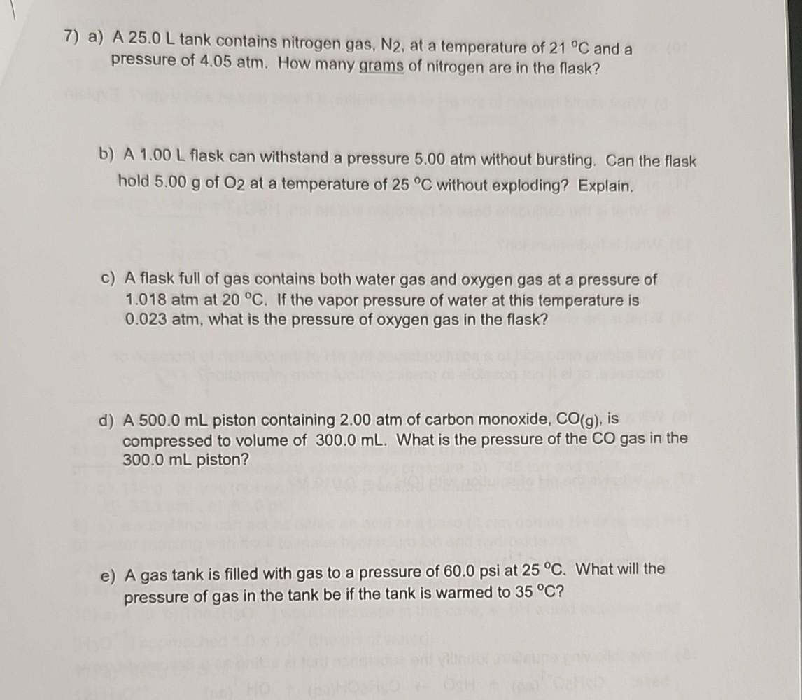 Solved a) ﻿A 25.0L ﻿tank contains nitrogen gas, N2, ﻿at a | Chegg.com