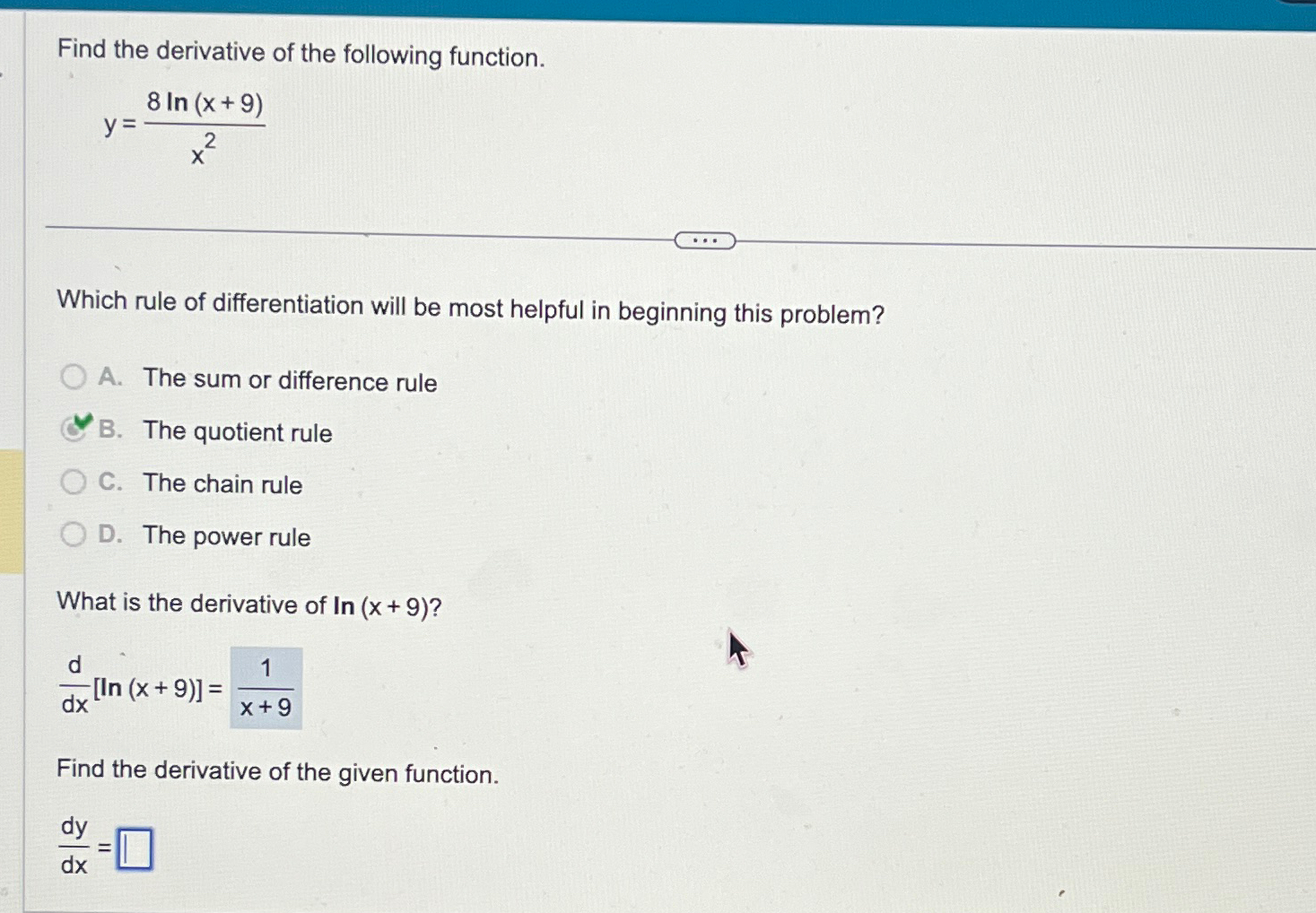 Solved Find the derivative of the following | Chegg.com