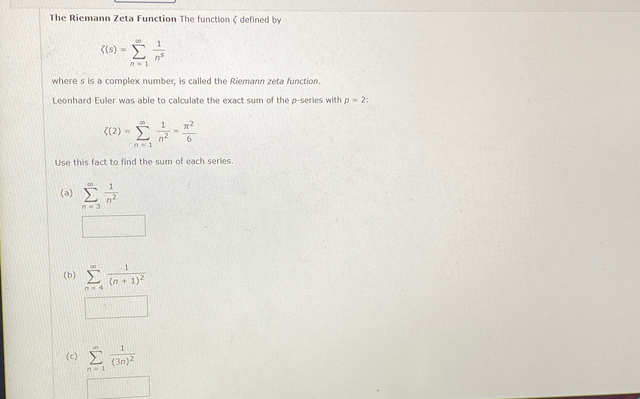 Solved The Riemann Zeta Function The function ζ ﻿defined | Chegg.com