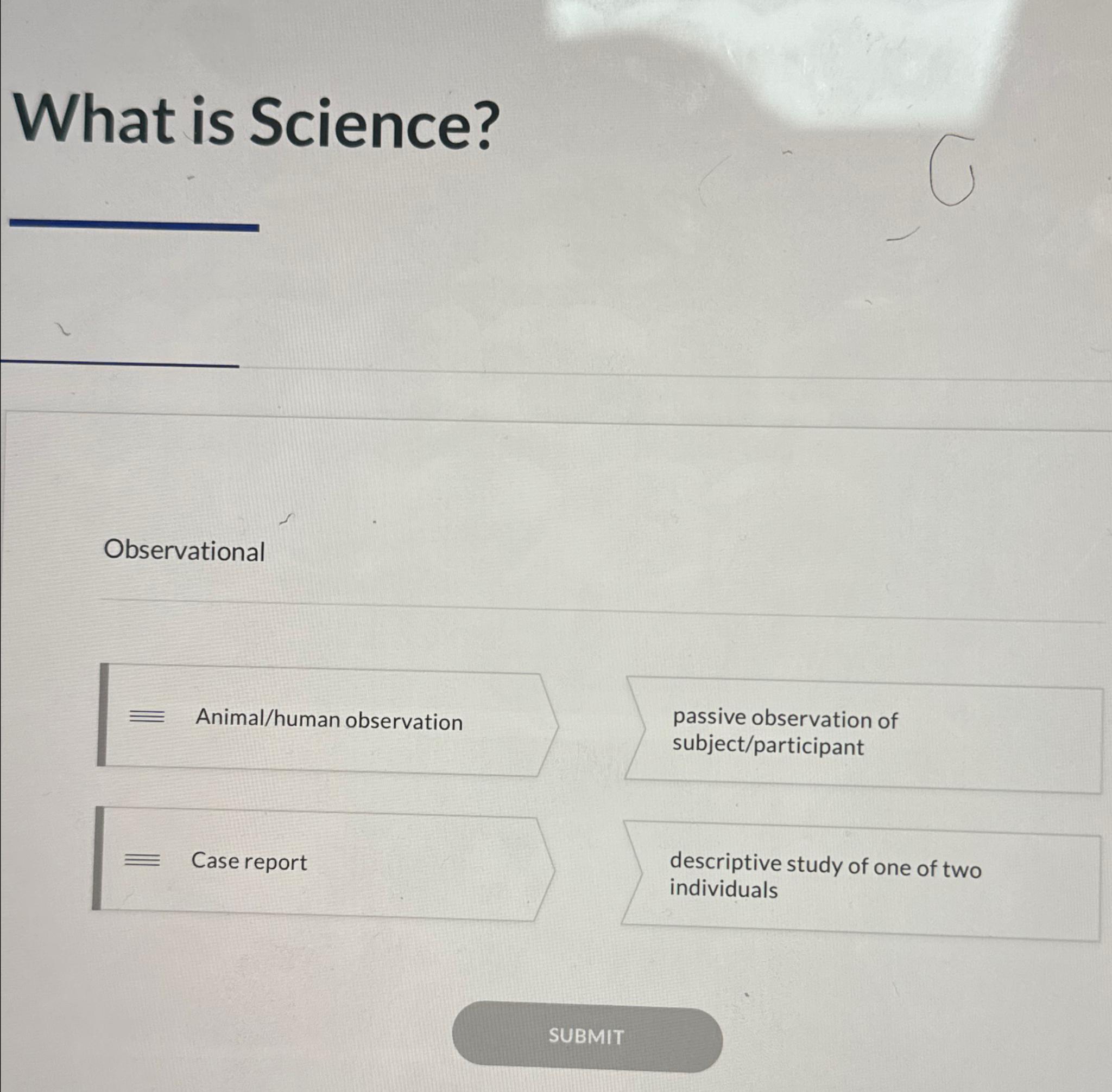 Solved What is Science?ObservationalAnimal/human | Chegg.com