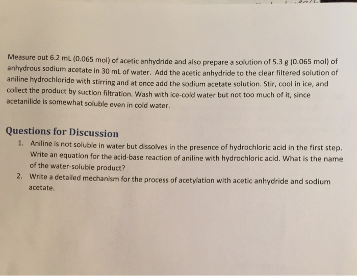 Solved preparation of acetanilide lab | Chegg.com