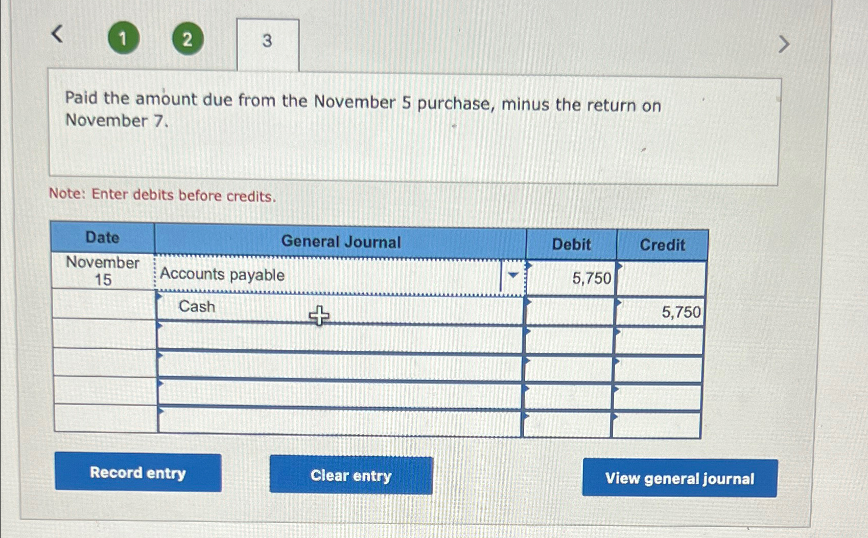123Paid the amount due from the November 5 ﻿purchase, | Chegg.com