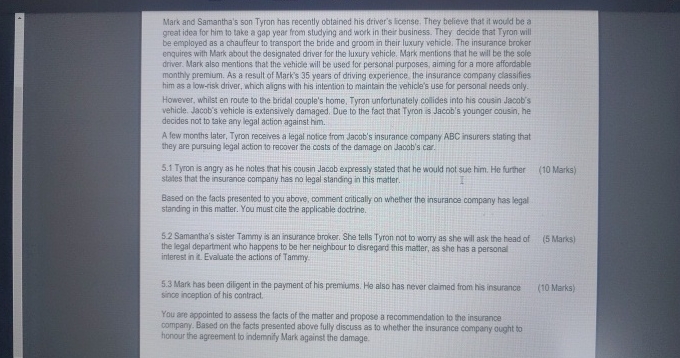 Mark and Samantha's son Tyron has recently oblained | Chegg.com