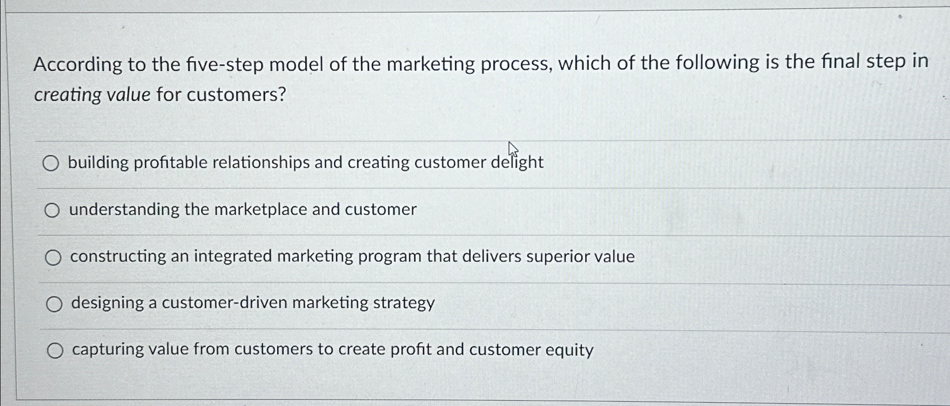 Solved According to the five-step model of the marketing | Chegg.com