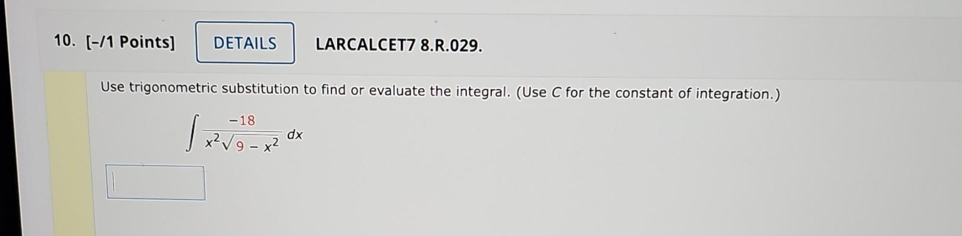 Solved 10. [-/1 Points] LARCALCET7 8.R.029. Use | Chegg.com