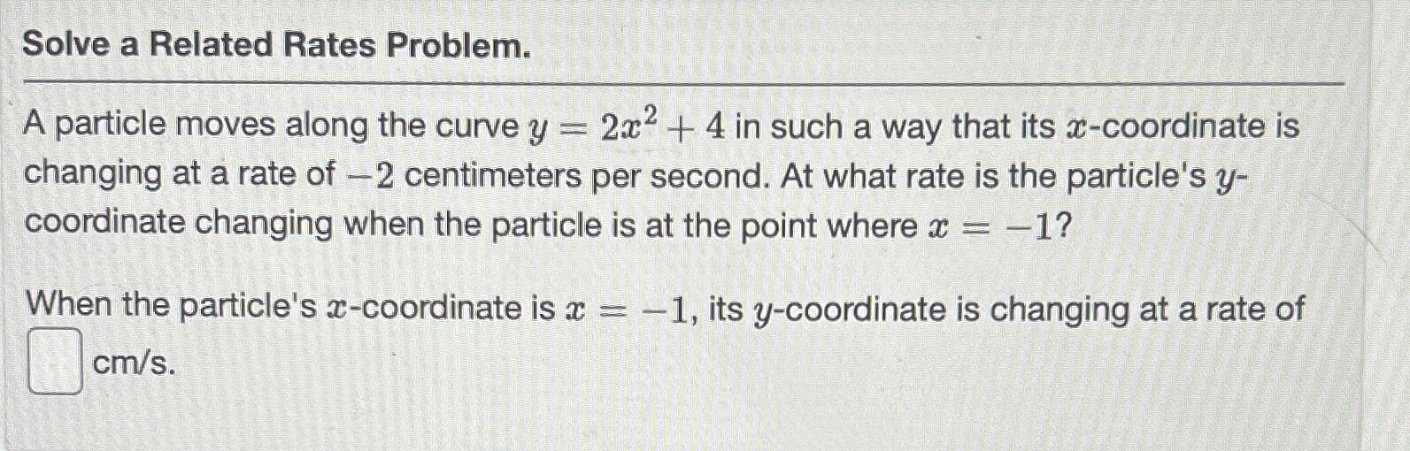 Solved Solve a Related Rates Problem.A particle moves along | Chegg.com
