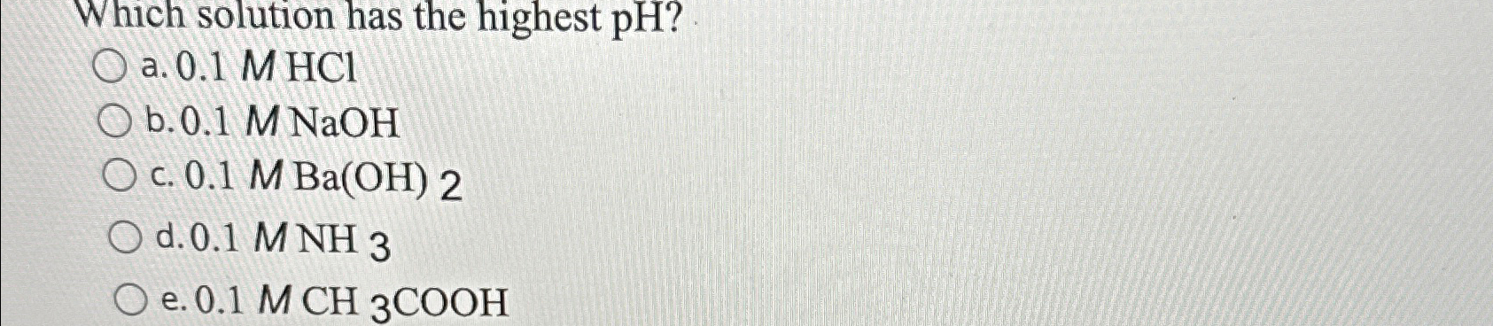 Solved Which solution has the highest | Chegg.com