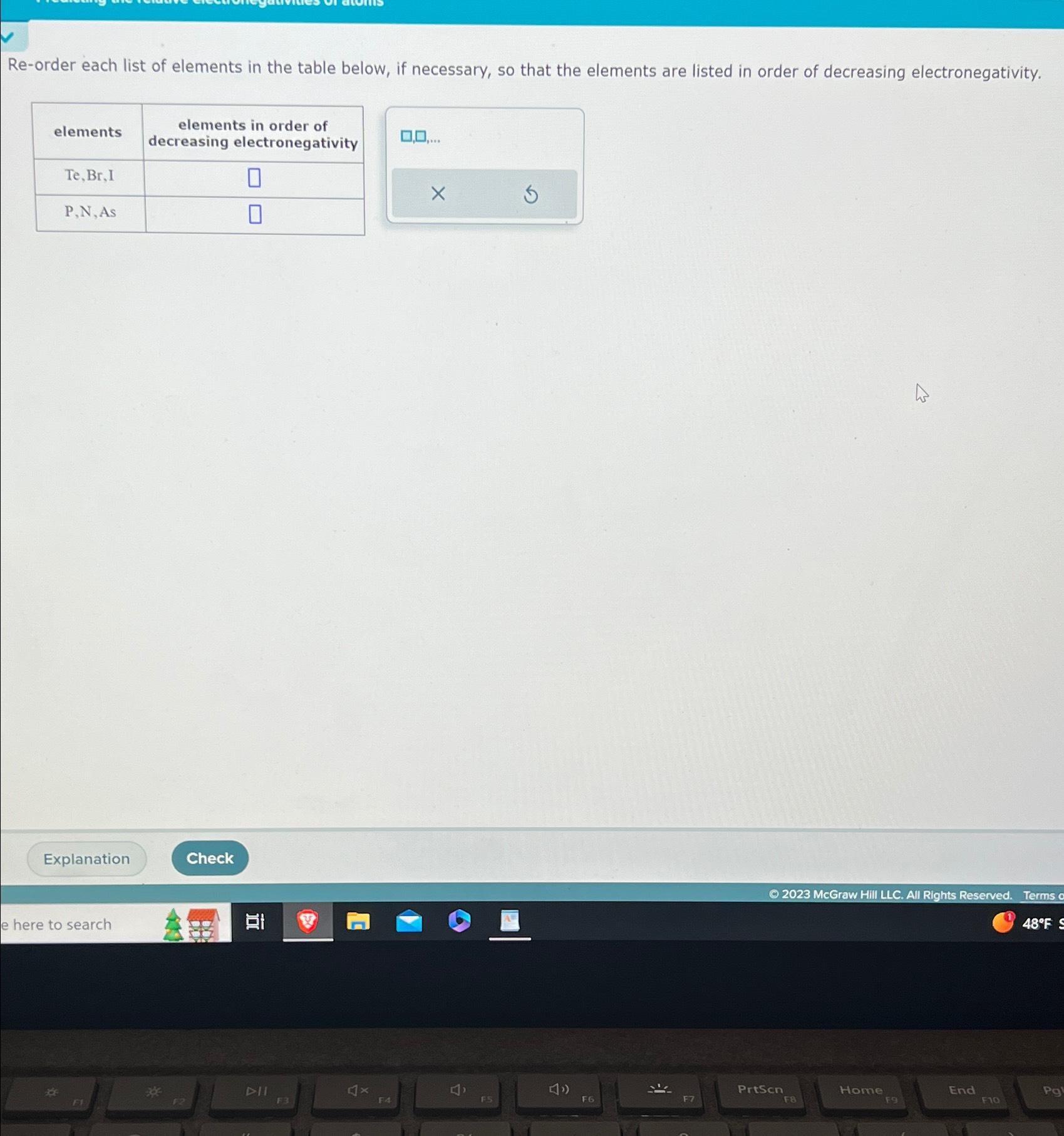 Solved Re-order each list of elements in the table below, if | Chegg.com