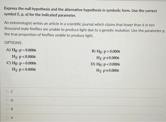 Alternate Hypothesis Symbol