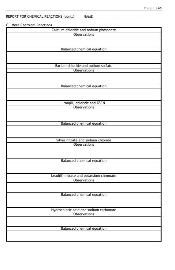 Solved Page 147 REPORT NAME CHEMICAL REACTIONS SECTION A. | Chegg.com
