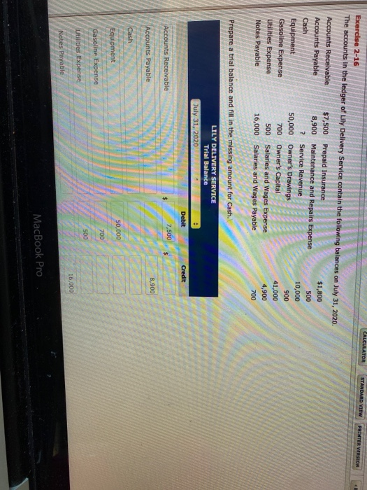 Solved CALCULATOR STANDARD VIEW PRINTER VERSION Exercise | Chegg.com