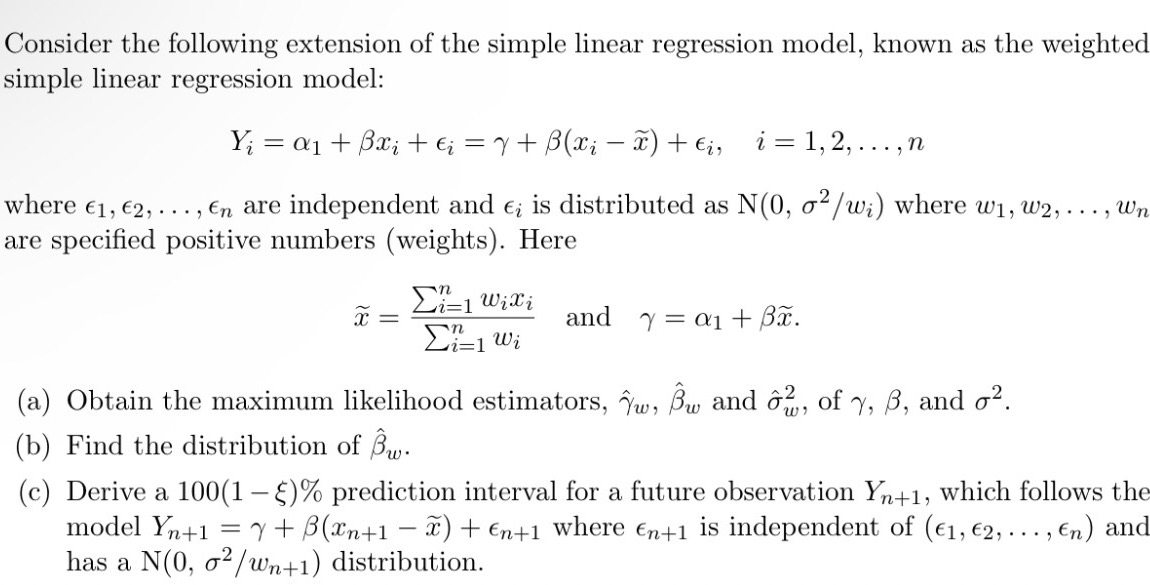 Solved Consider the following extension of the simple linear | Chegg.com