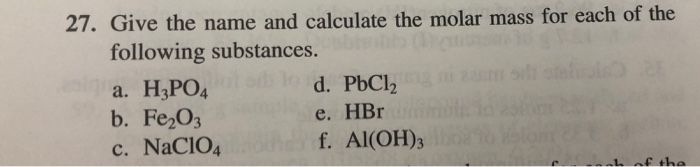 Solved 1. Use the average atomic masses given inside the | Chegg.com