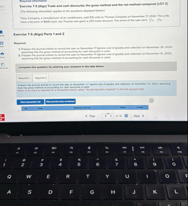 Solved Evequired informitionExercise 7-5 (Algo) ﻿Trade and | Chegg.com