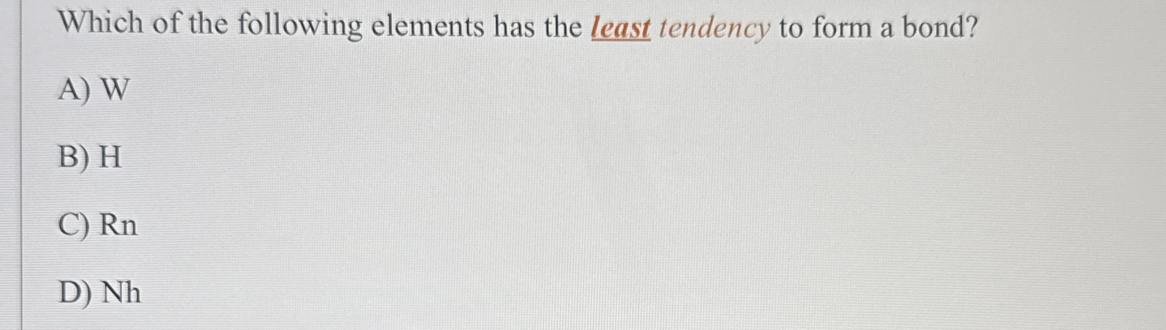 Solved Which of the following elements has the least | Chegg.com