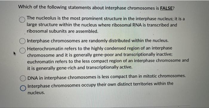 Solved Which of the following statements about interphase | Chegg.com