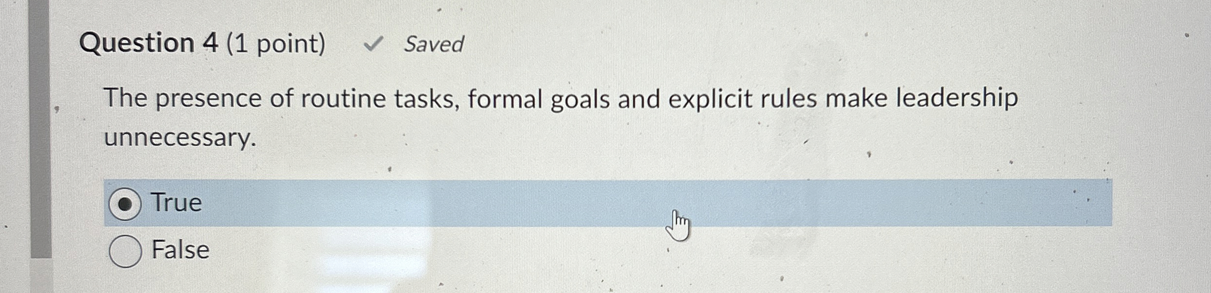 Solved Question 4 (1 ﻿point) ﻿SavedThe presence of routine | Chegg.com