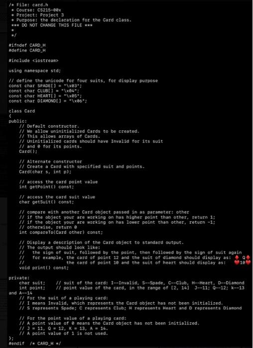 Solved C++, all of the source files are below (deck.h, | Chegg.com
